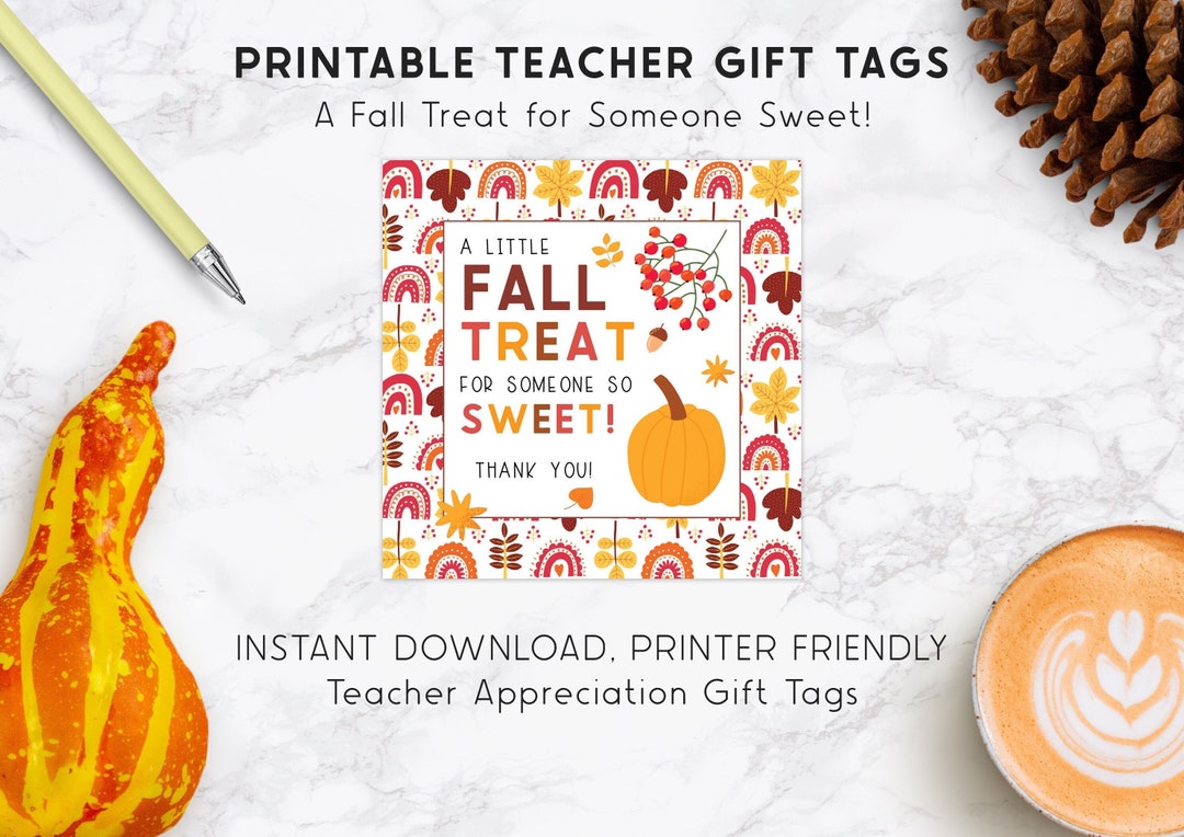 Printable Teacher Gift Tags, Autumn Teacher Gift, Teacher Thank You ...