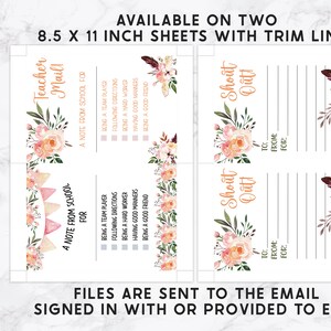 Printable Teacher Mail, Floral Notes From School, Fall Flower Back to ...