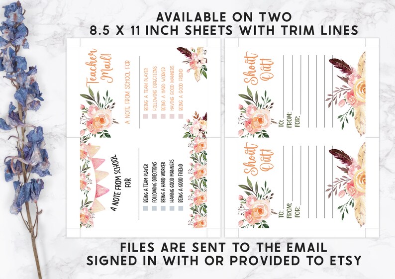 Printable Teacher Mail Floral Notes From School Fall Flower | Etsy