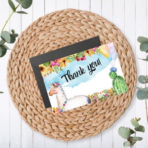 Editable Llama Thank You Card, Fiesta Alpaca Thank You Template ...