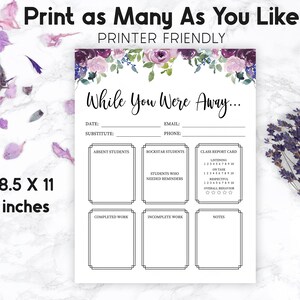 Substitute Teacher Note, While You Were Away, Printable Back to School ...