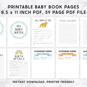 Printable Baby Book, Baby Book Pages, Baby Memory Book, Baby Milestone ...