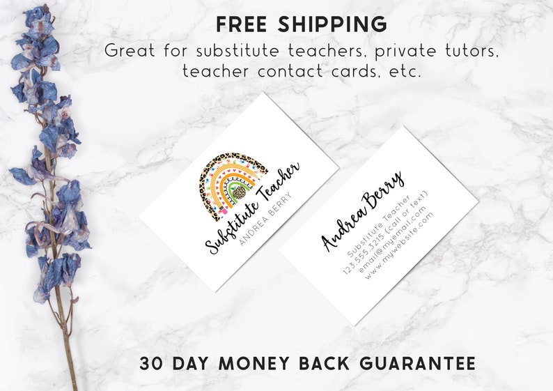 Substitute Teacher Business Cards, Open House Contact Cards, Private ...