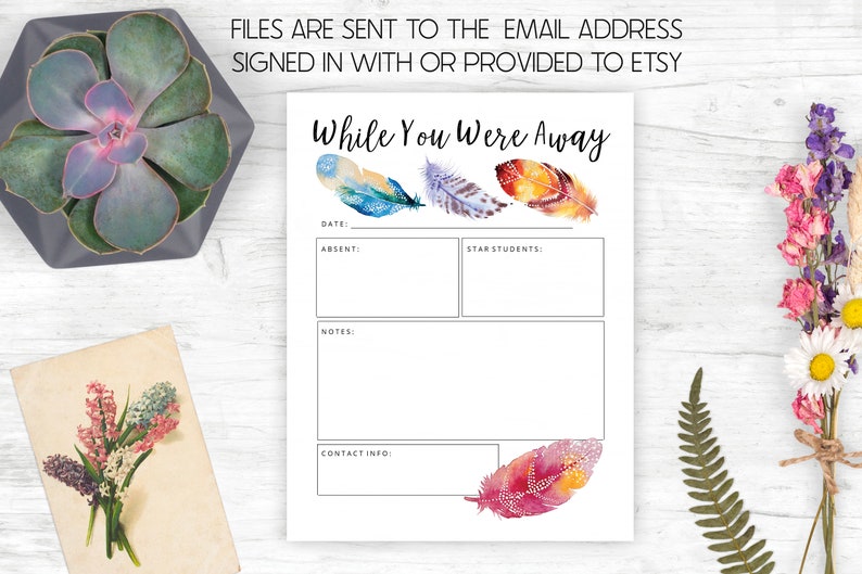 Printable Substitute Teacher Note While You Were Away - Etsy
