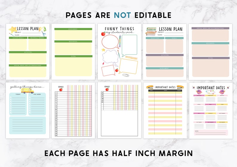 Printable Teacher Planner School Theme Ultimate Teacher - Etsy