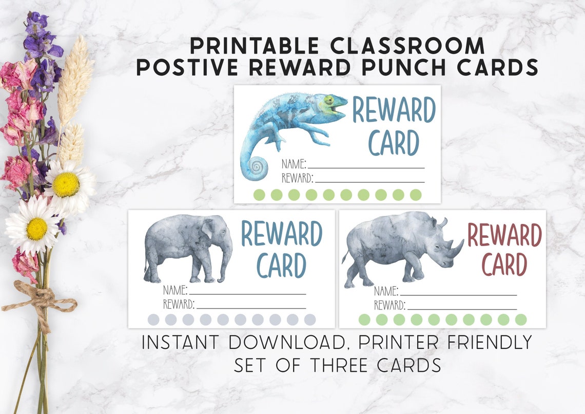 Printable Animal Classroom Reward Punch Cards Set of 3 - Etsy