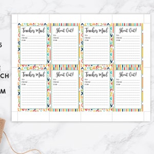 Printable Teacher Mail, Colorful Notes From Teacher, School Reward ...