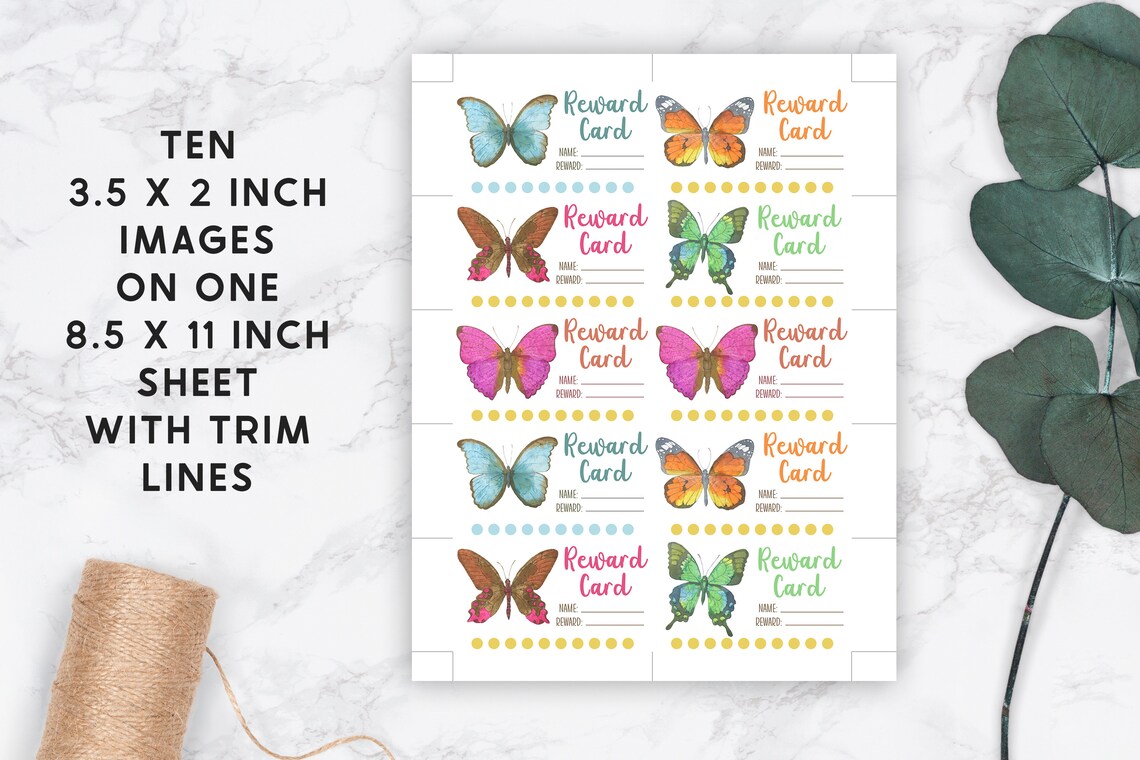 Printable Butterfly Theme Classroom Reward Punch Cards Set of | Etsy