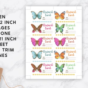 Printable Butterfly Theme Classroom Reward Punch Cards, Set of 5 ...