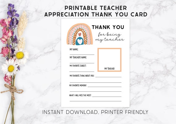 Printable Teacher Appreciation Letter End of Year Teacher - Etsy