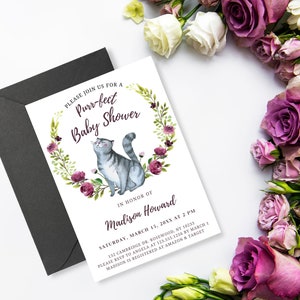 Cat Baby Shower Invitation, Editable Purr-fect Baby Shower Template ...