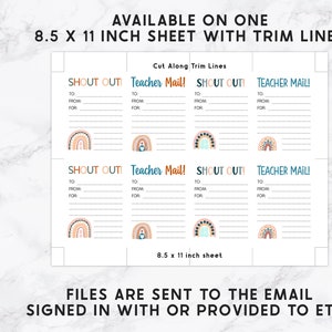 Printable Notes From Teacher Cards, Boho Rainbow Reward Cards, Rainbow ...