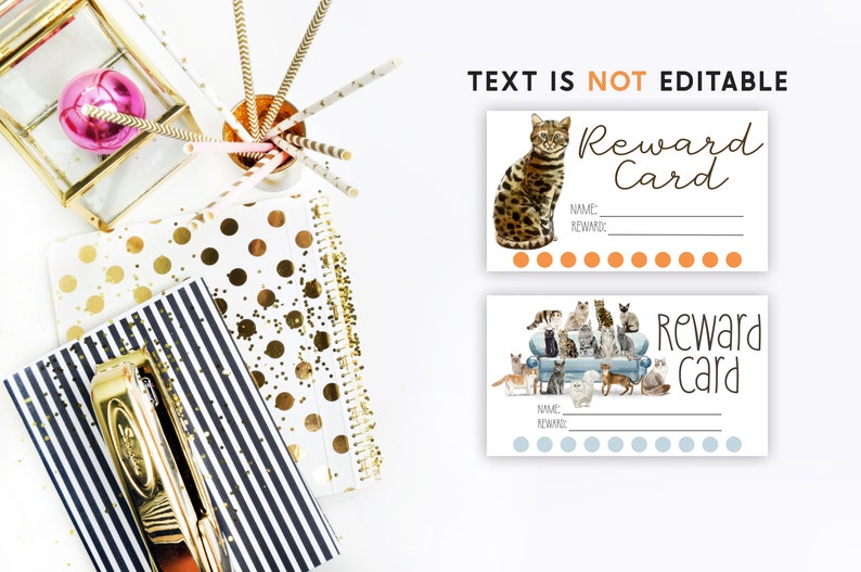 Printable Classroom Reward Punch Cards Set of 2 Cat Theme | Etsy