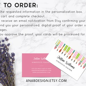 Substitute Teacher Business Cards, Open House Contact Cards, Back to ...