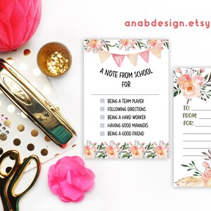 Printable Teacher Mail, Floral Notes From School, Fall Flower Back to ...
