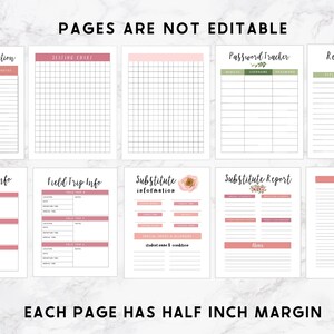 Printable Teacher Planner, Pink Flower Theme Ultimate Teacher Binder ...
