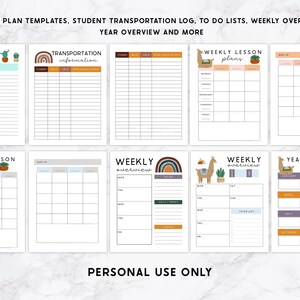 Huge Printable Teacher Planner, Boho Llama Theme Binder Planner, Back ...