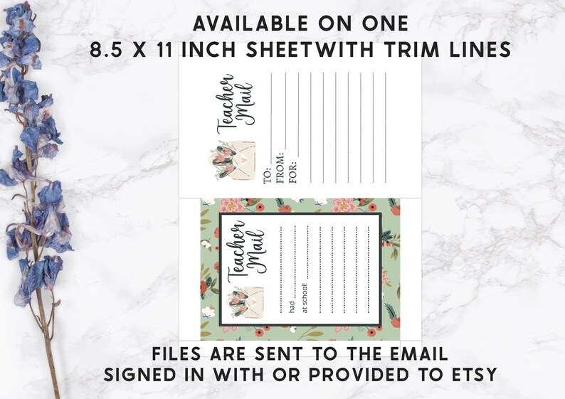 Printable Notes From Teacher Cards Spring Floral Teacher - Etsy