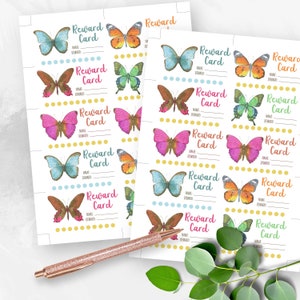 Printable Butterfly Theme Classroom Reward Punch Cards, Set of 5 ...