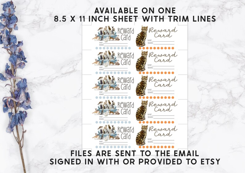 Printable Classroom Reward Punch Cards Set of 2 Cat Theme | Etsy
