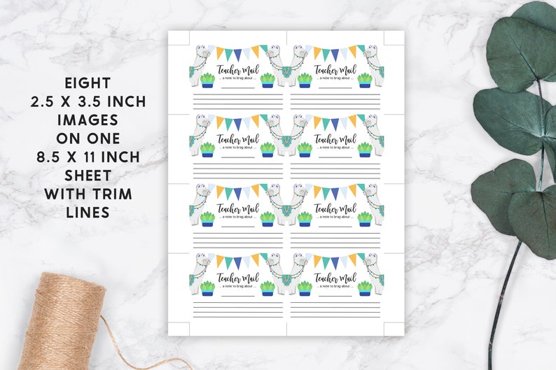 Printable Teacher Mail Llama Notes From Teacher Cards Shout | Etsy