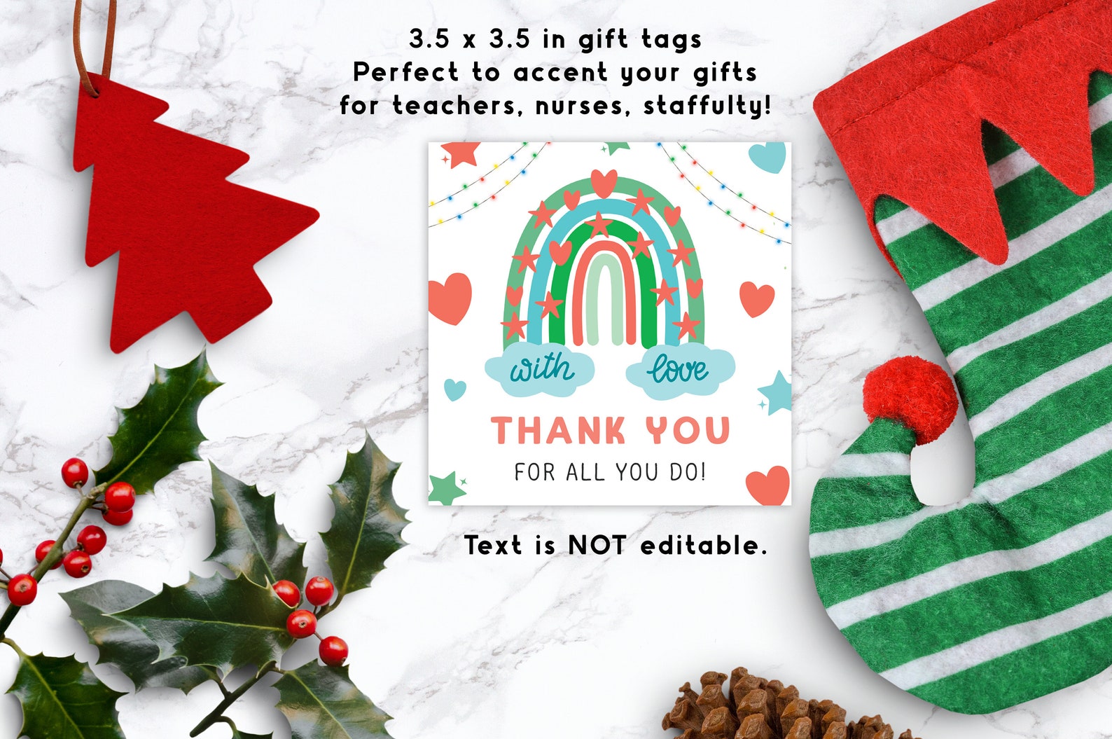 Printable Teacher Gift Tags Christmas Teacher Gift Rainbow - Etsy