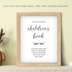 Sign Our Childen's Book Baby Shower Table Sign, Editable Guestbook Sign ...
