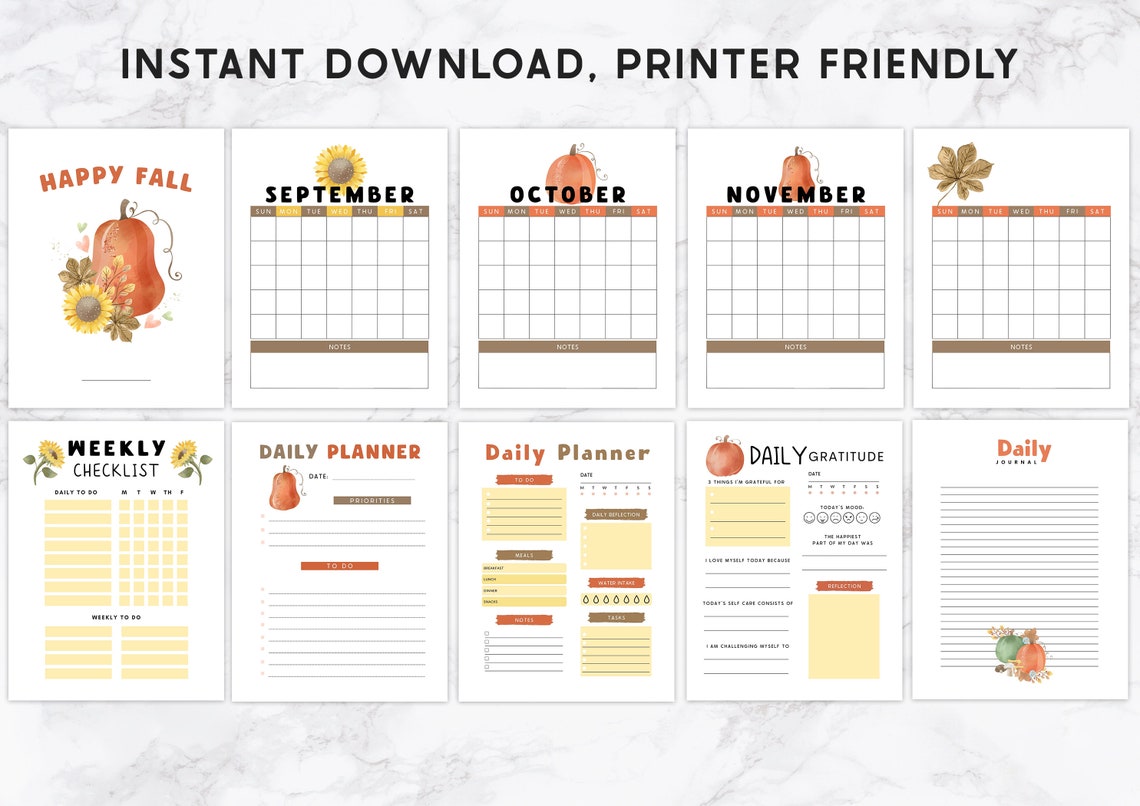 Household Planner Printable Daily Planner Autumn Mom Planner - Etsy
