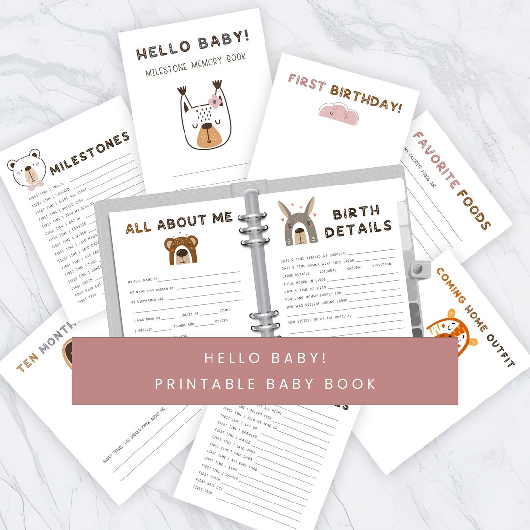 Printable Baby Book, Animal Faces Baby Book, Printable Baby Book Pages ...