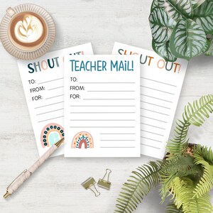 Printable Notes From Teacher Cards, Boho Rainbow Reward Cards, Rainbow ...