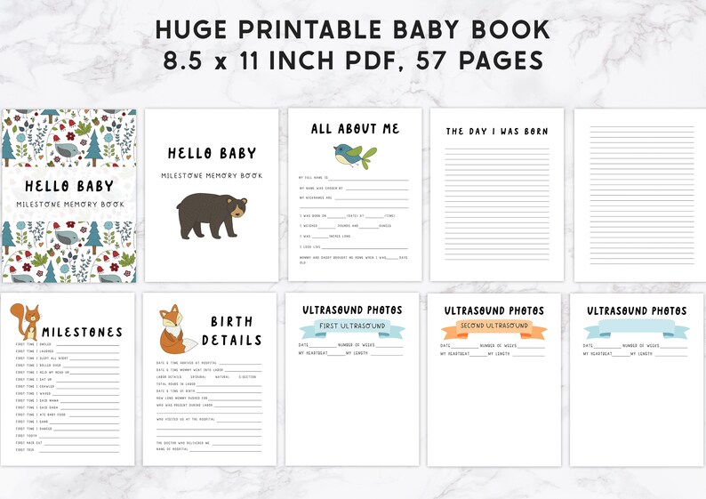 Printable Baby Book Baby Book Pages Baby Milestone Book - Etsy