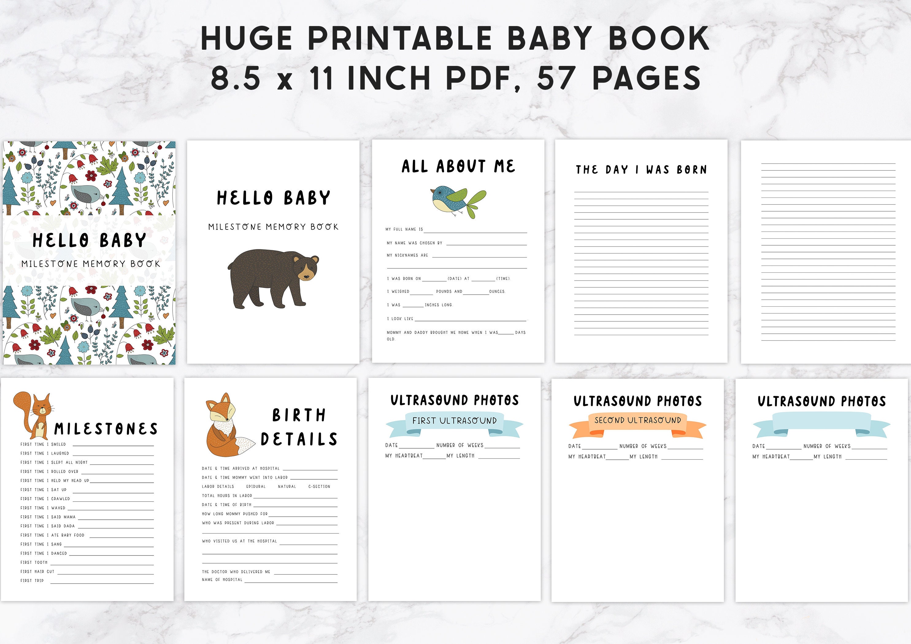 Printable Baby Book Baby Book Pages Baby Milestone Book - Etsy