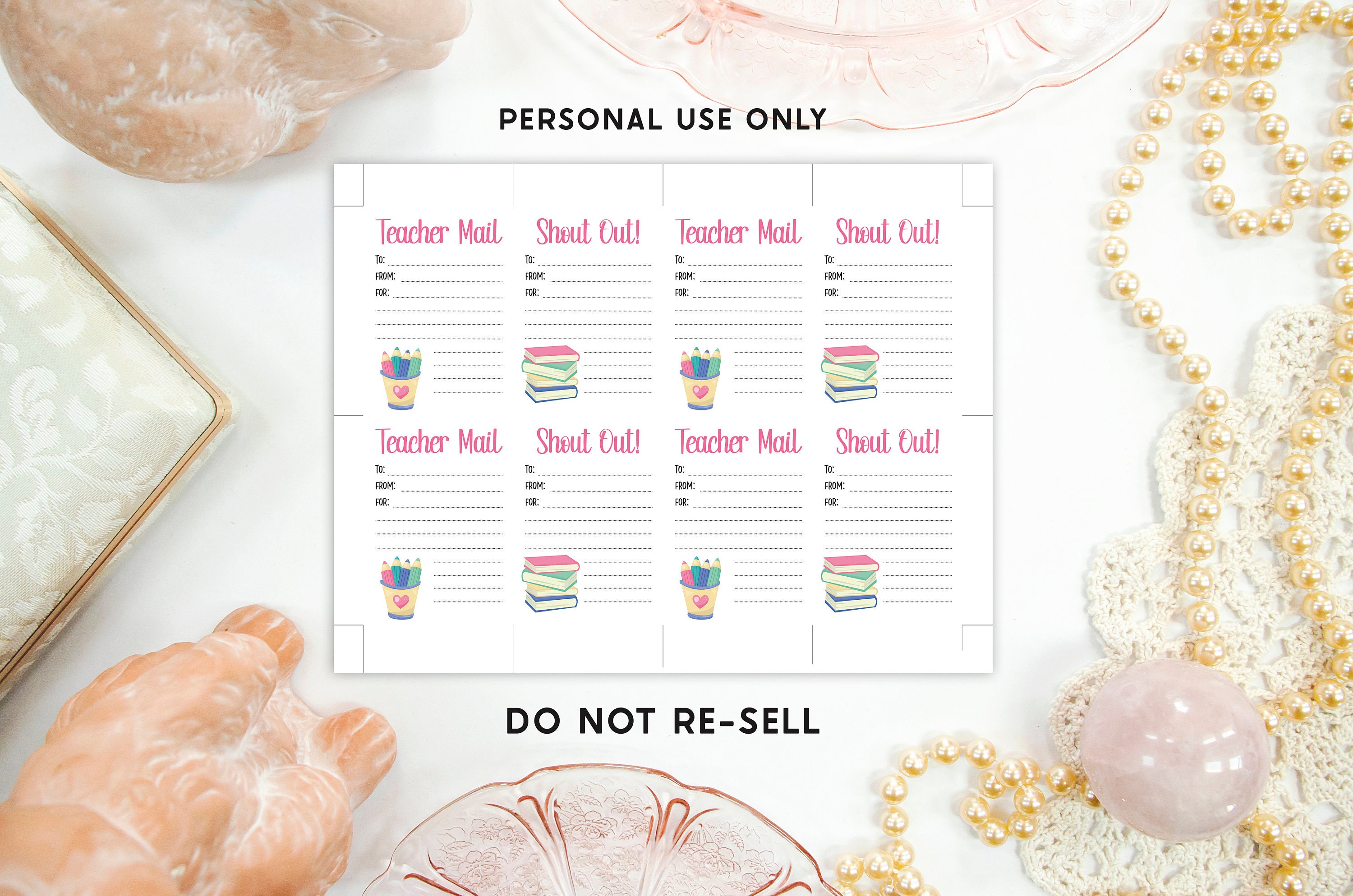 Printable Notes From Teacher Cards, School Supply Reward Cards, Teacher ...