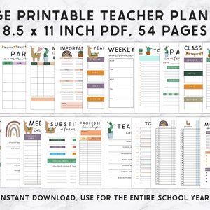 Huge Printable Teacher Planner Boho Llama Theme Binder - Etsy
