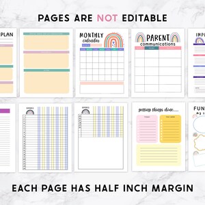 Printable Teacher Planner Rainbow Theme, Ultimate Teacher Binder, Back ...