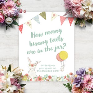 Printable Bunny Baby Shower Game, How Many Bunny Tails Are in the Jar ...