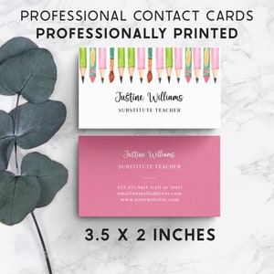 Substitute Teacher Business Cards, Open House Contact Cards, Back to ...