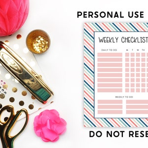 Printable Weekly Checklist Teacher Weekly Planner Student to | Etsy