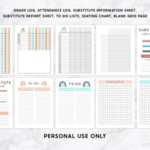 Big Teacher Planner, Boho Theme Binder Planner, Rainbow Classroom ...