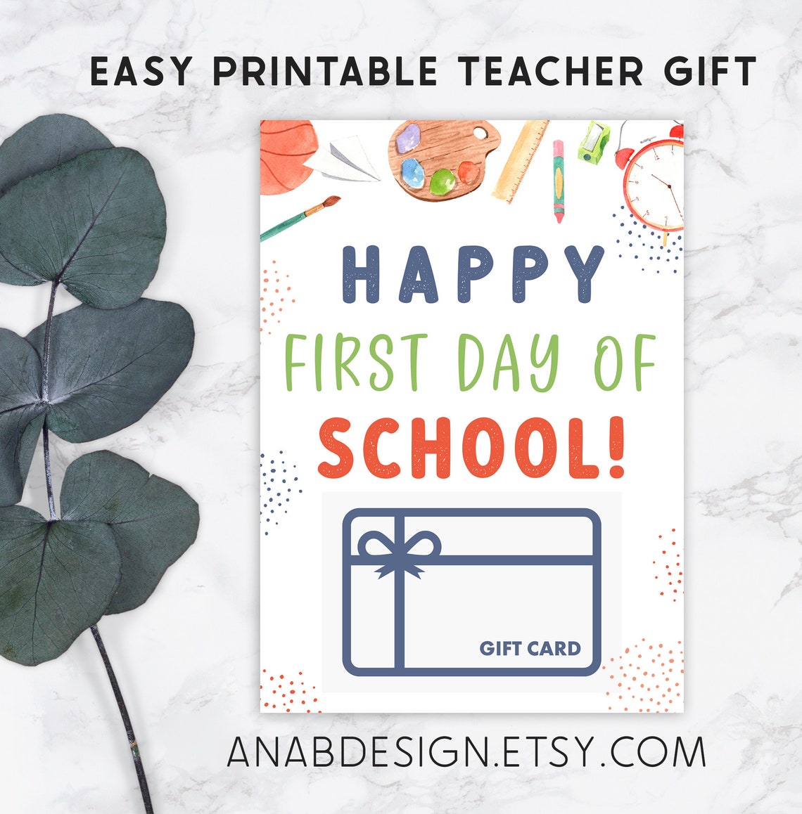 Printable Teacher Gift Card Holder Happy First Day of School - Etsy