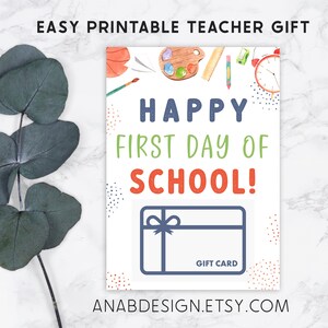 Printable Teacher Gift Card Holder Happy First Day of School - Etsy