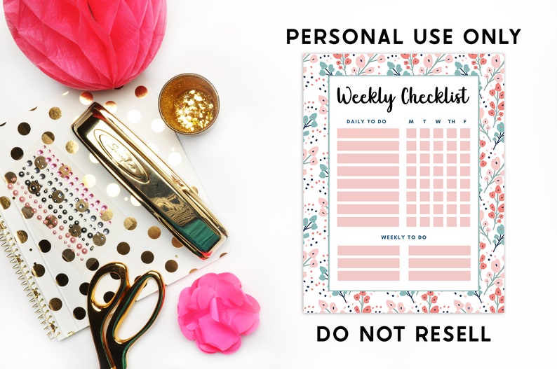 Printable to Do List Floral Weekly Checklist Back to School | Etsy