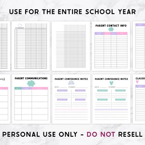 Printable Teacher Planner, Pastel Rainbow Teacher Binder, Big Teacher ...
