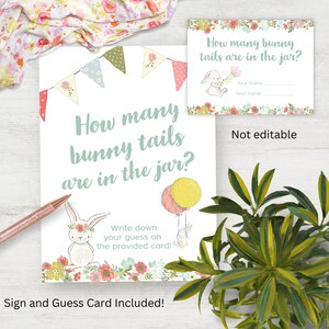 Printable Bunny Baby Shower Game, How Many Bunny Tails Are in the Jar ...