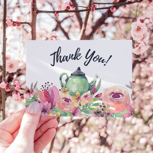 Editable Tea Party Thank You Card, Bridal Shower Thanks, Baby Shower ...