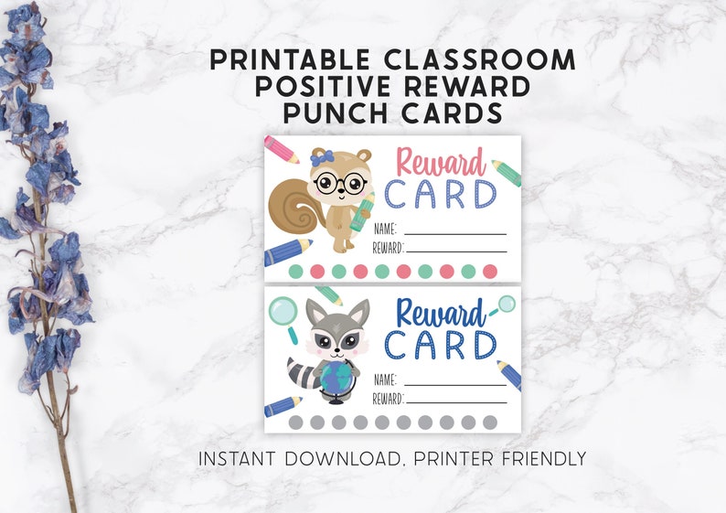Printable Classroom Reward Punch Cards Set of 2 Woodland - Etsy