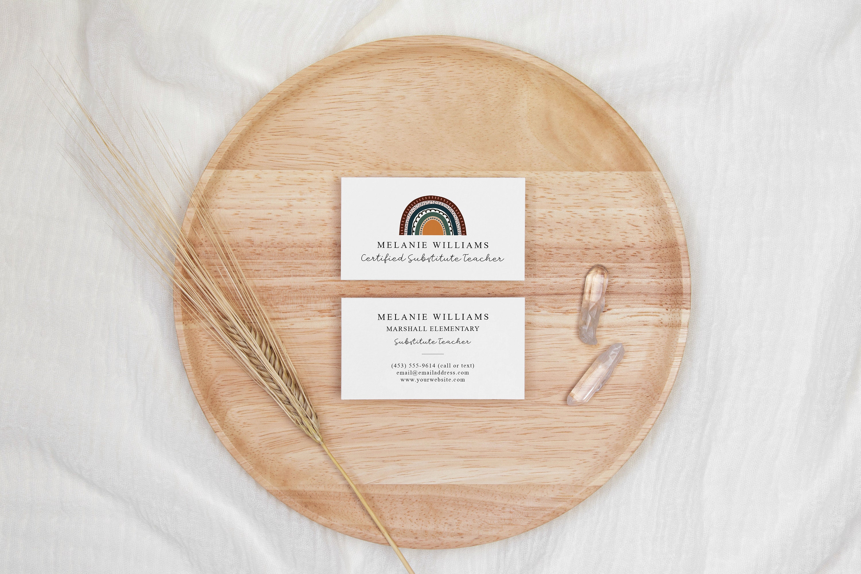 Substitute Teacher Business Cards, Back to School Teacher Contact Cards ...