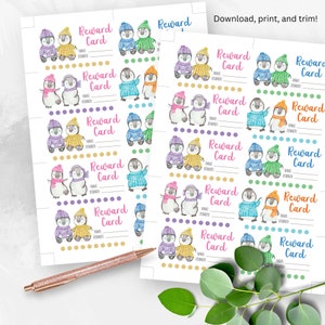 Printable Classroom Reward Cards, Classroom Management, Winter Penguin ...