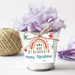 Editable Christmas Gift Tag Printable Holiday Rainbow Favor - Etsy