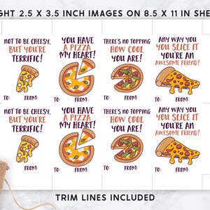 Printable Pizza Valentine Cards for Classroom, Funny School Treat Bag ...